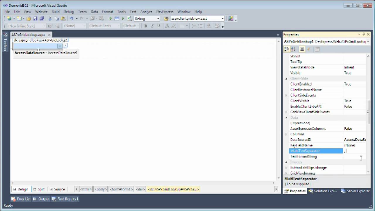 ASP.NET Grid Lookup Control - Setup Data Binding & Multiple Selection
