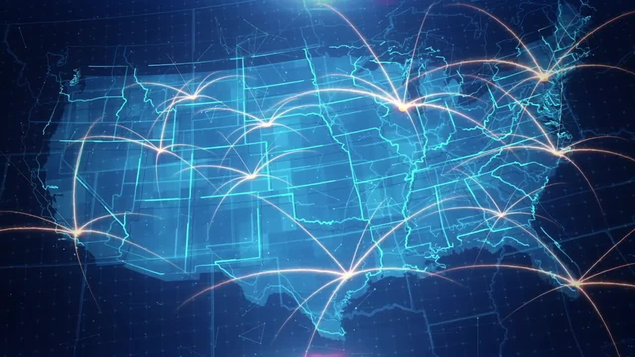 USA Map Connection 4K Stock Motion Graphics