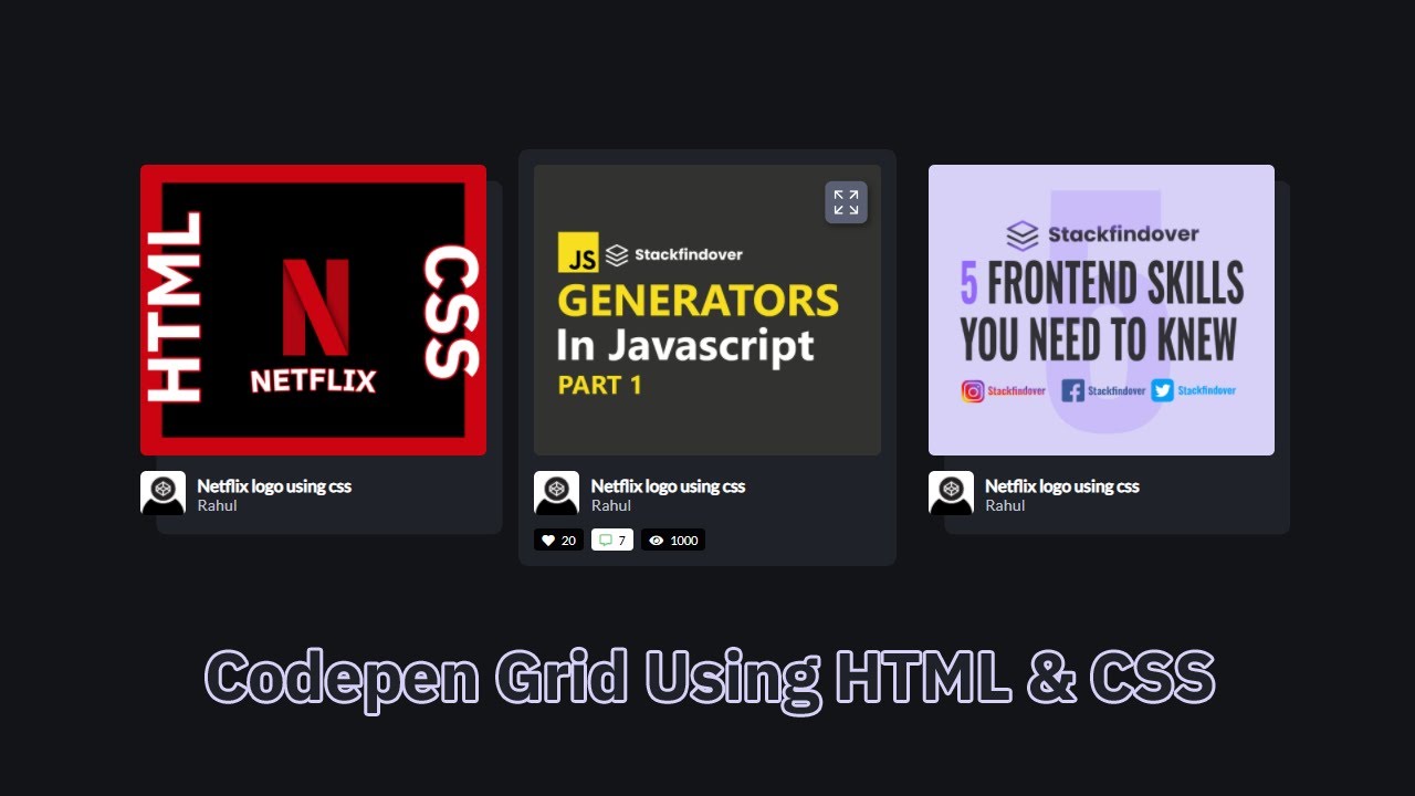 Codepen grid layout design