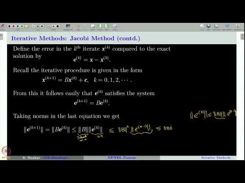 Week 4 : Lecture 18 : Iterative Methods: Convergence of Jacobi Method