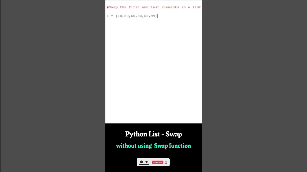 Python List Manipulation: Swapping First and Last Elements(without using function)| Python Tutorial