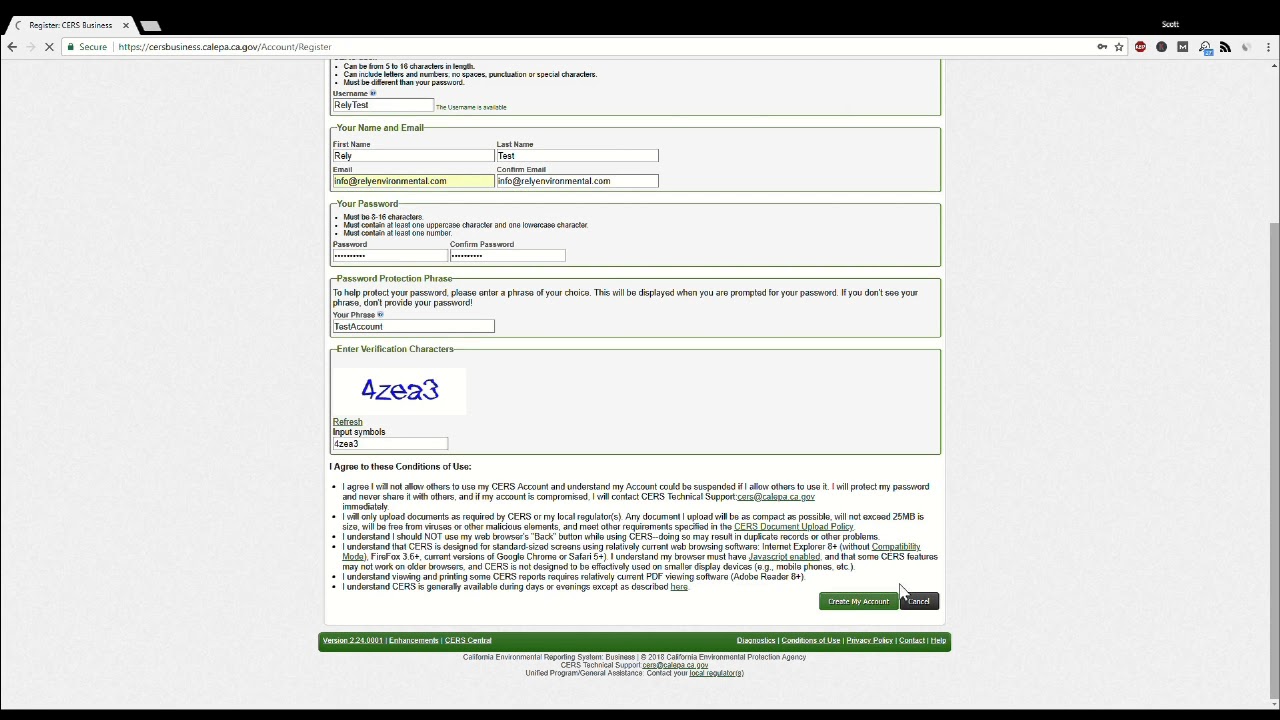 Create a CERS Account