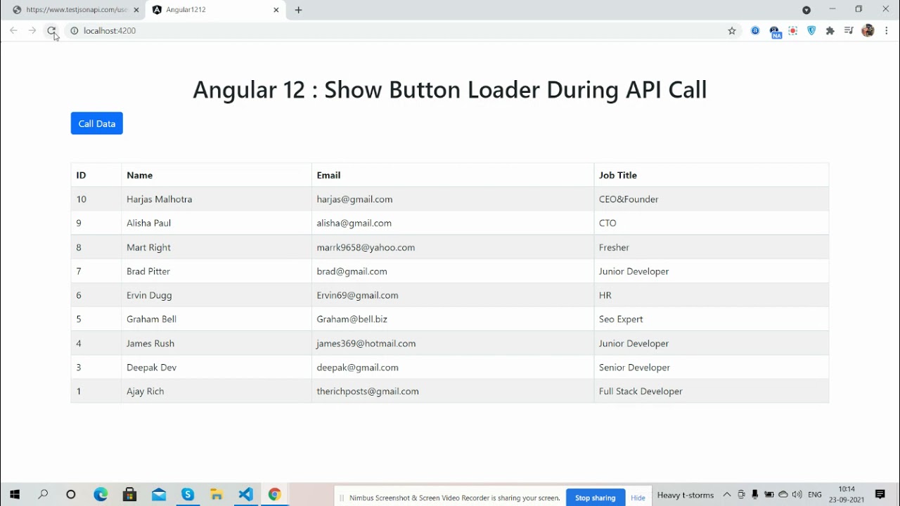 Show Loader on Button During API Call in Angular 12 Working Demo