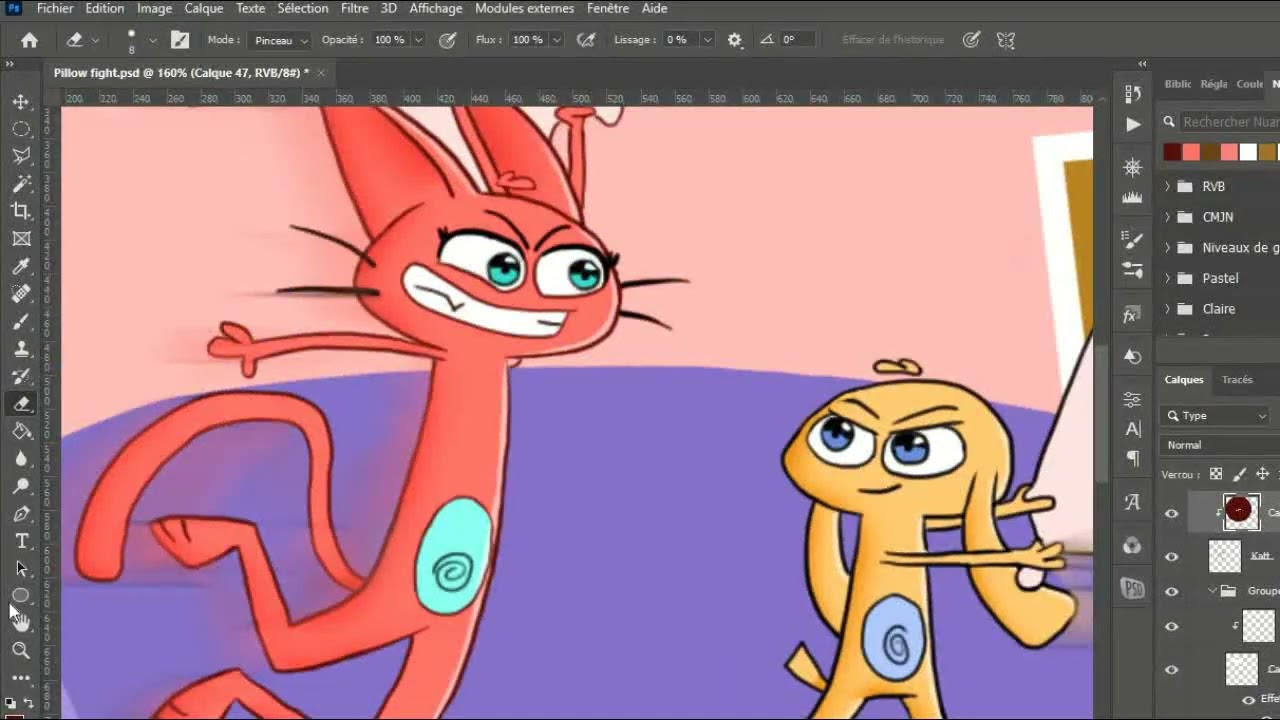 SPEED DRAW | Drawing A CARTOON Pillow Fight | With PHOTOSHOP