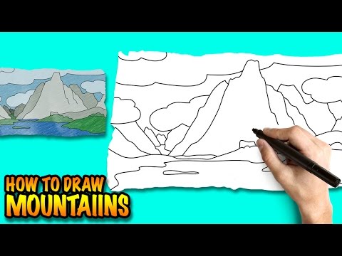 How to draw Mountains - Easy step-by-step drawing lessons for kids