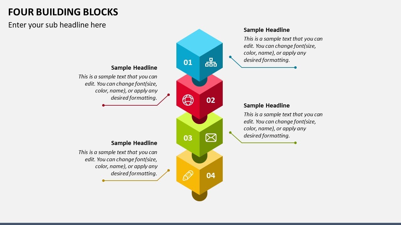 Four Building Blocks Animated PPT Template