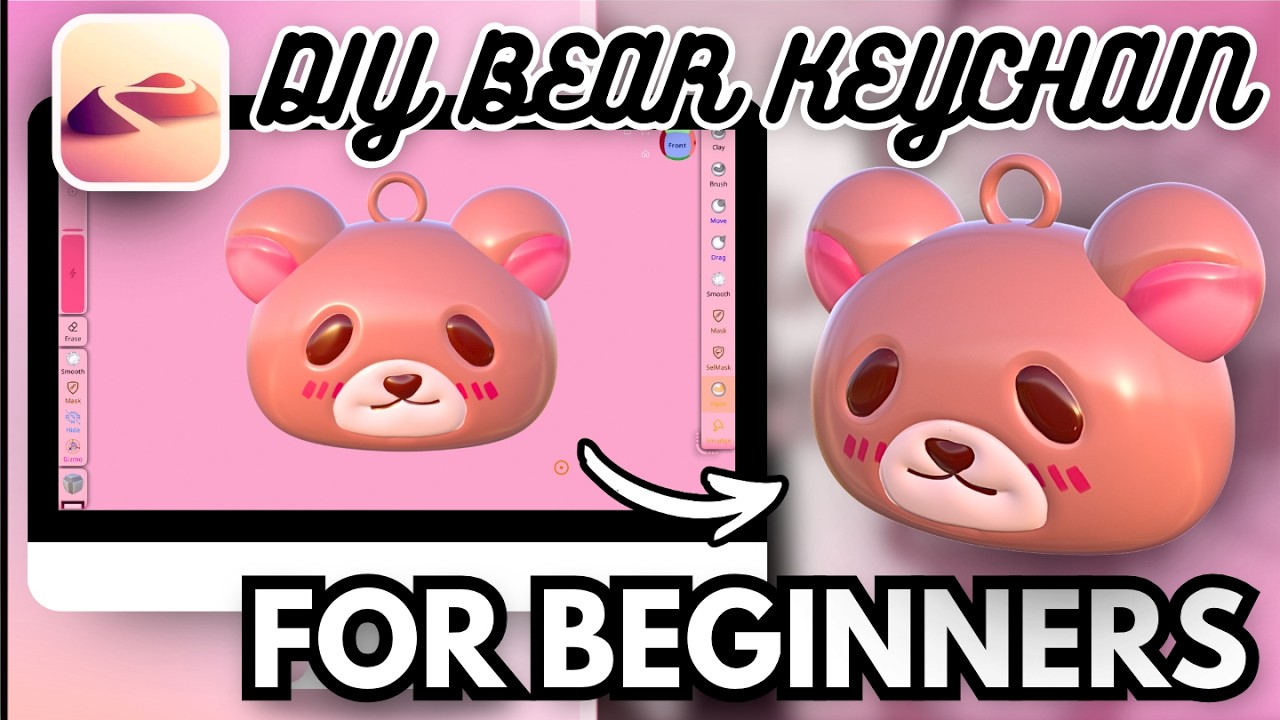 3D Design Tutorial for Beginners | Bear Head Keychain for 3D Printing (Small Business Idea 💰)