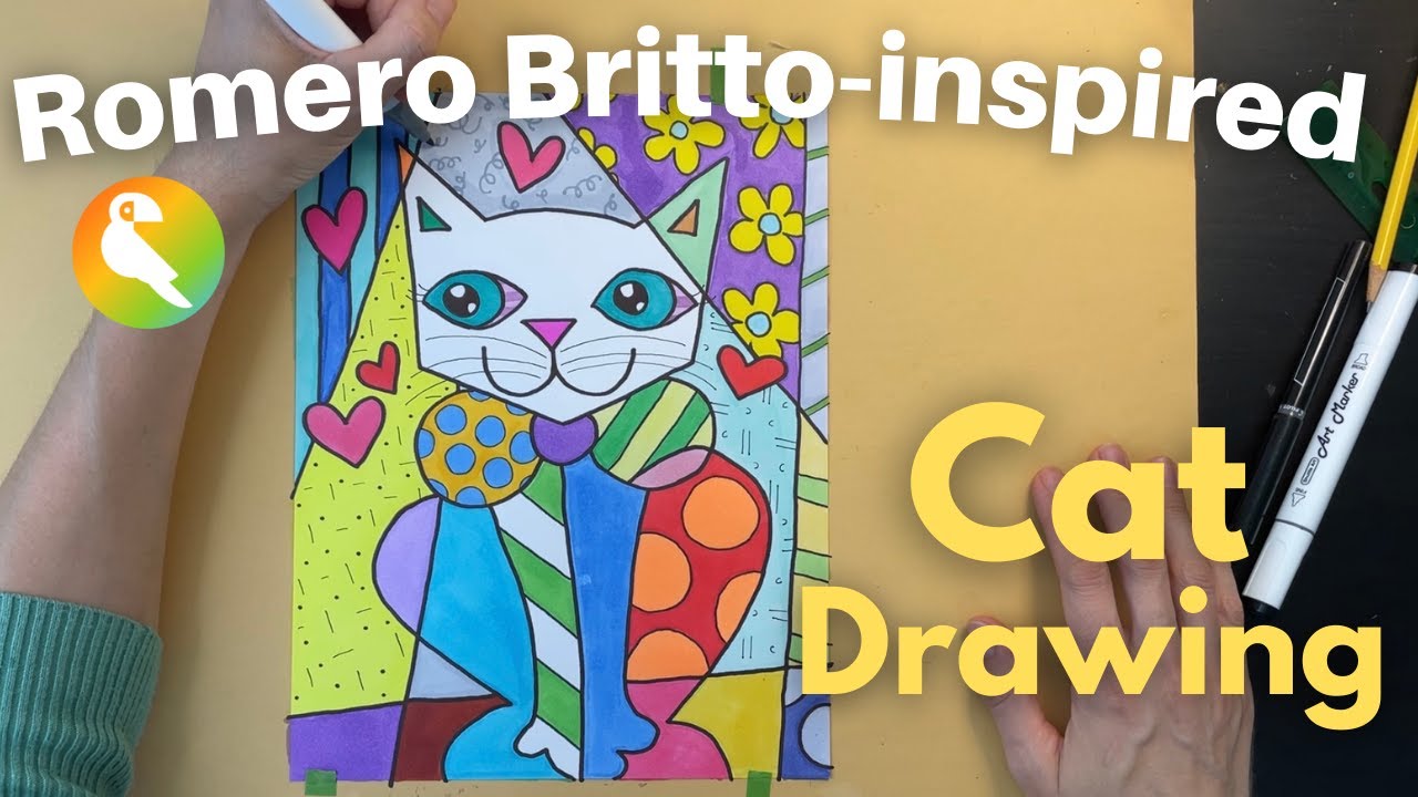 Romero Britto for Kids & Teens: How to Draw a Cat | Easy Tutorial