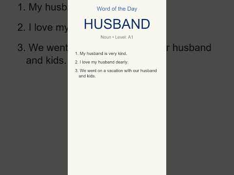 “Husband” Meaning + 3 Examples | Improve Your English Fast! 🚀📚 #vocabulary #english #learnenglish