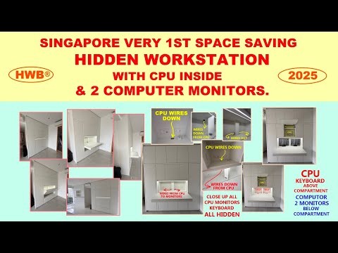 SINGAPORE VERY 1st HIDDEN WORKSTATION WITH CPU & 2 COMPUTOR MONITORS HIDDEN INSIDE. Penrose Condo.