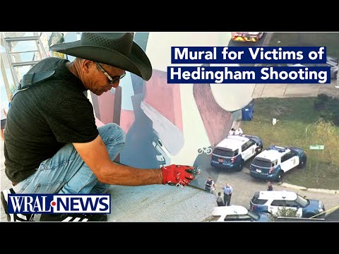 Dallas artist travels to Raleigh to paint mural for victims of Hedingham shooting