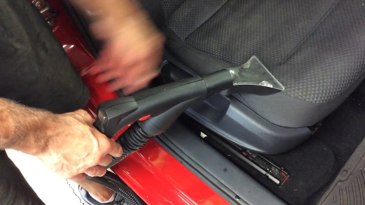 Extraction on a Dirty Car Seat Steam / Vacuum Attachment | Chief Steamer