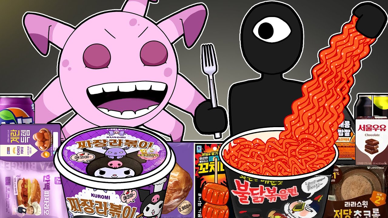 DOORS FLOOR 2 - Grumble VS Seek Convenience Store PURPLE BLACK MUKBANG | ROBLOX Animation | ASMR