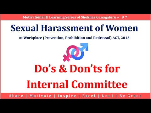 TIPS FOR ICC | POSH ACT | DO’S & DON’TS FOR IC | PREVENTION OF SEXUAL HARASSMENT OF WOMEN AT WP