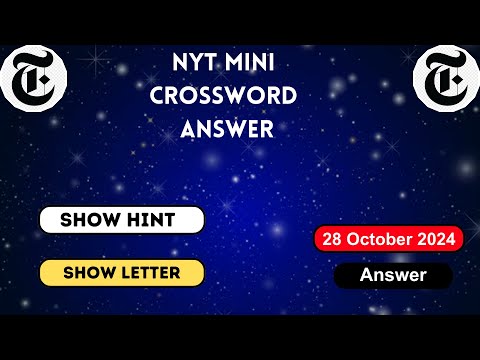 NYT Mini Crossword Answers Today for October 28 2024 | NYT MINI Crossword Puzzle Answers October 28