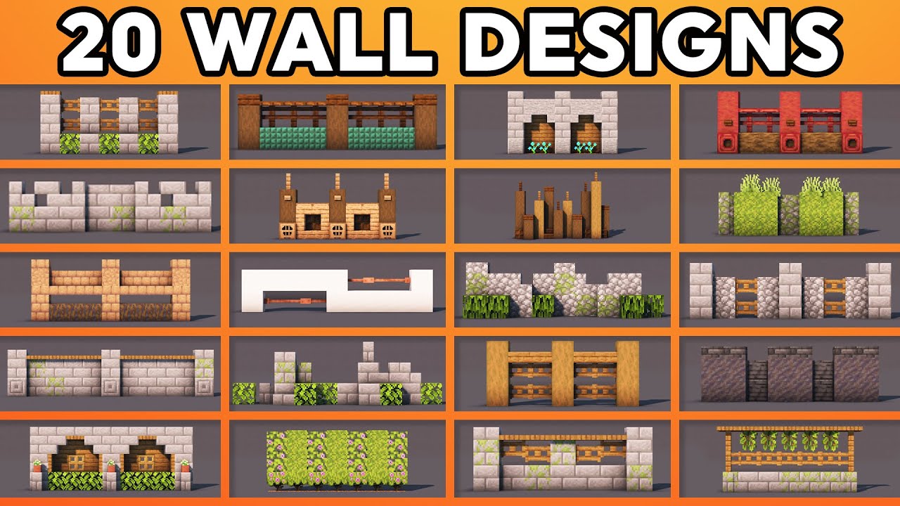 20 Must Know Minecraft Wall Designs! (Tutorial)