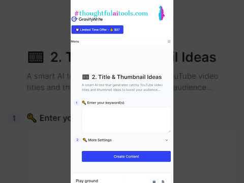 Free Youtube Title and Thumbnail Ideas Generator from GravityWrite com
