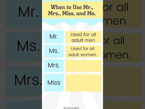 Mr. Ms. Mrs. and Miss | Difference between Mr. Ms. Mrs. and Miss | when to use Mr. Ms. Mrs. and Miss
