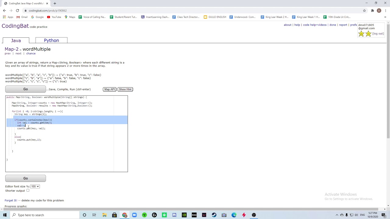 Map-2 (wordMultiple) Java Tutorial || Codingbat.com