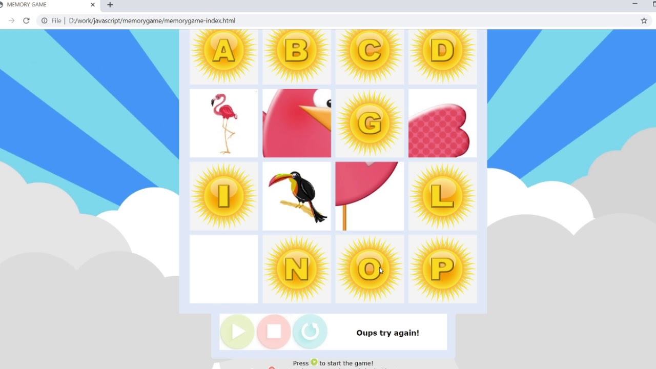 Memory Game In JavaScript With Source Code | Source Code & Projects