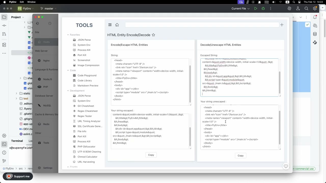 FlyEnv [HTML Entity Encoder/Decoder] Tool: Real-Time HTML Entity Encoder & Decoder, Prevent XSS