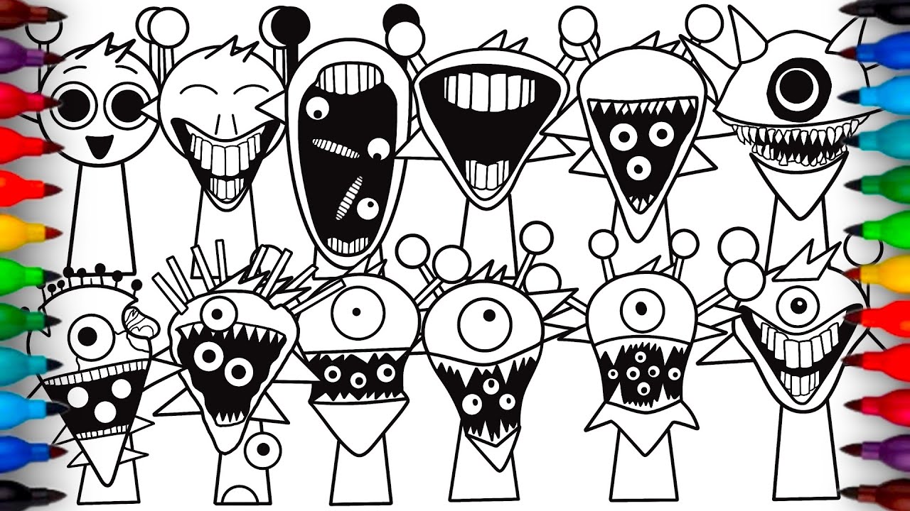 Incredibox Sprunki Coloring New Pages | How to COLOR SIMON Sprunki Phase 1 to Phase 12