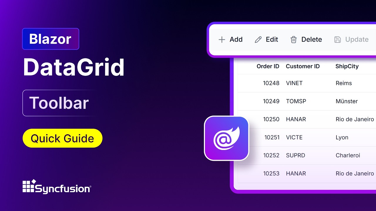 Blazor DataGrid: Toolbar Feature Walkthrough