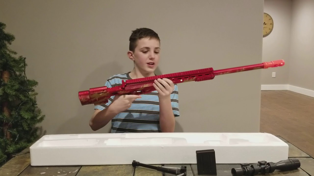 Opening and shooting a 5899-1 Red Dragon Airsoft Sniper Rifle!!!