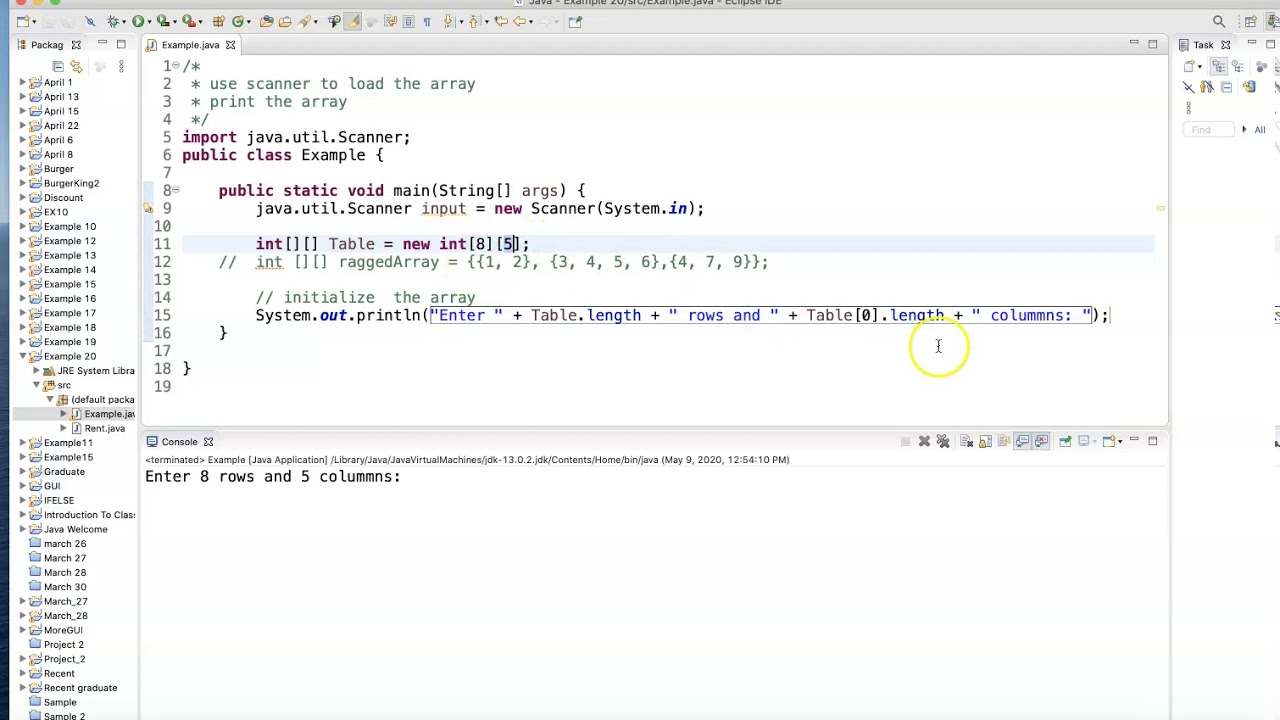 Processing Two Dimensional Arrays