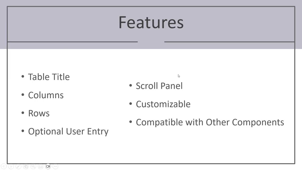 Java Swing Component Presentation - JTable