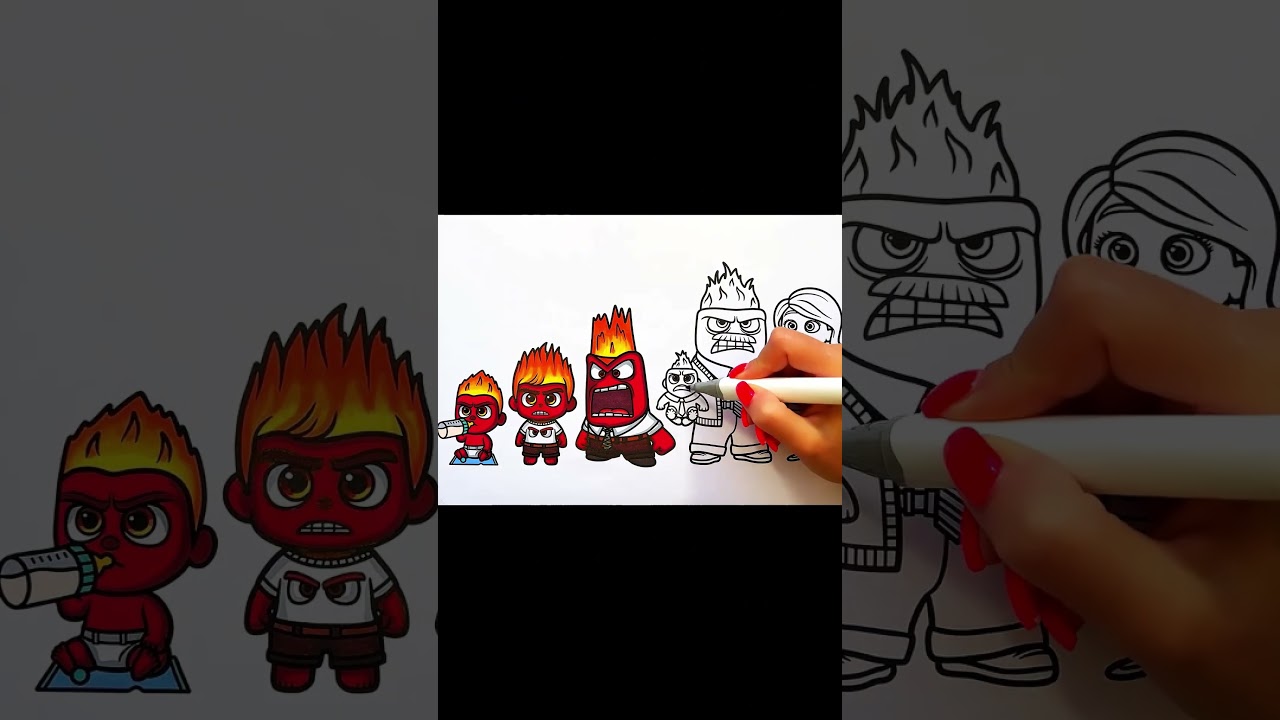 Inside Out 2 Coloring Pages / Anger Growing Up Evolution
