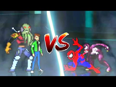 Ben 10 and Vilgax vs Spider man and Venom - Ultimate Mugen Fight