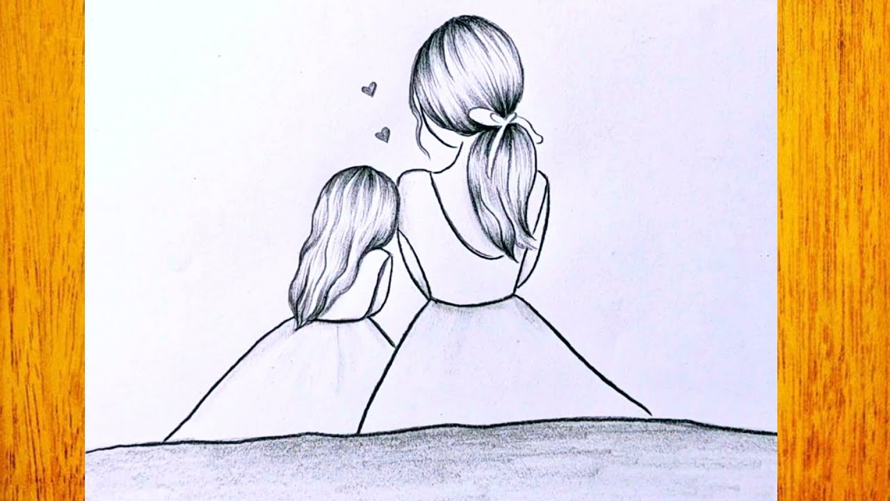 Idea de dibujo del Día de la Madre / El dibujo más simple para el Día de la Madre