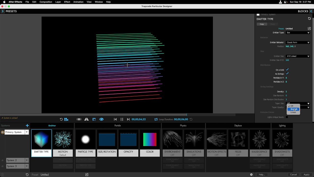 The Box as String option on Form Behaviors in Trapcode Particular