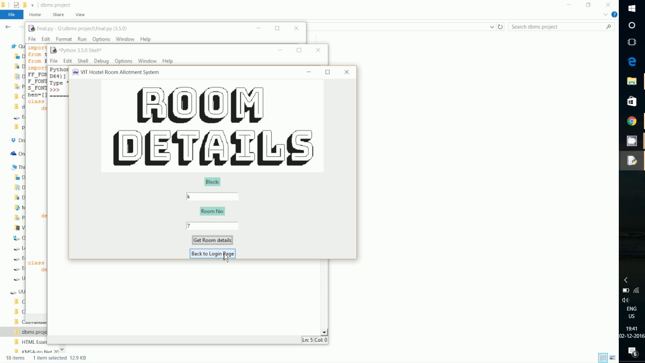 DBMS Project Demo(Hostel Room Allotment System)