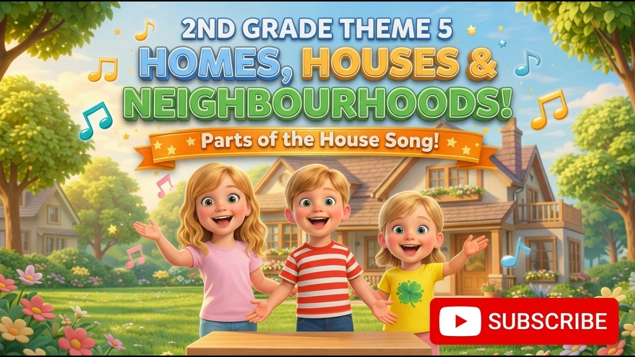 🏡🎵 2nd Grade Theme 5 – Homes & Houses & Neighbourhoods | Parts of the House and House Furniture Song