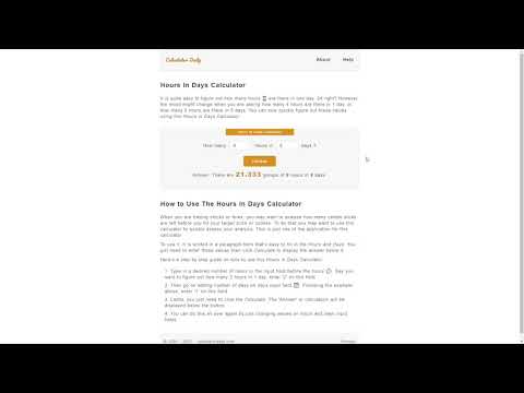 Hours in Days Calculator