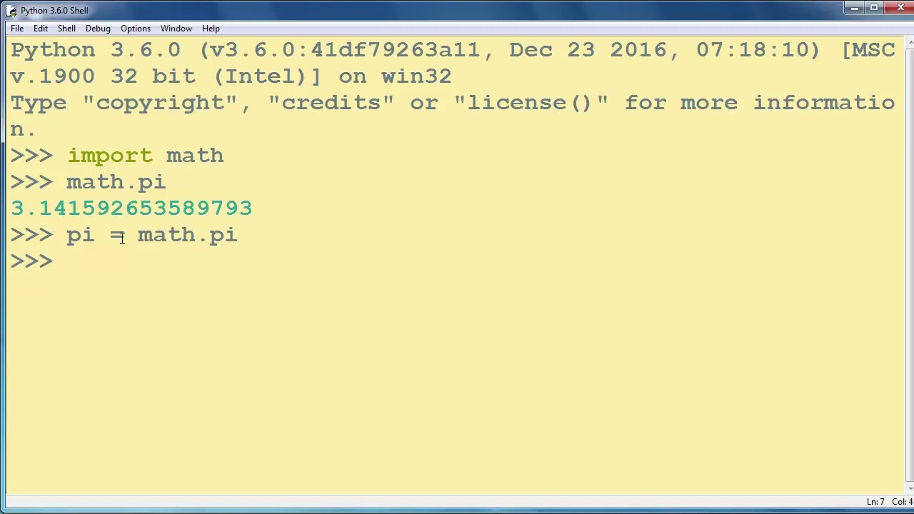 How to get and use PI constant ( π ) in Python programming language
