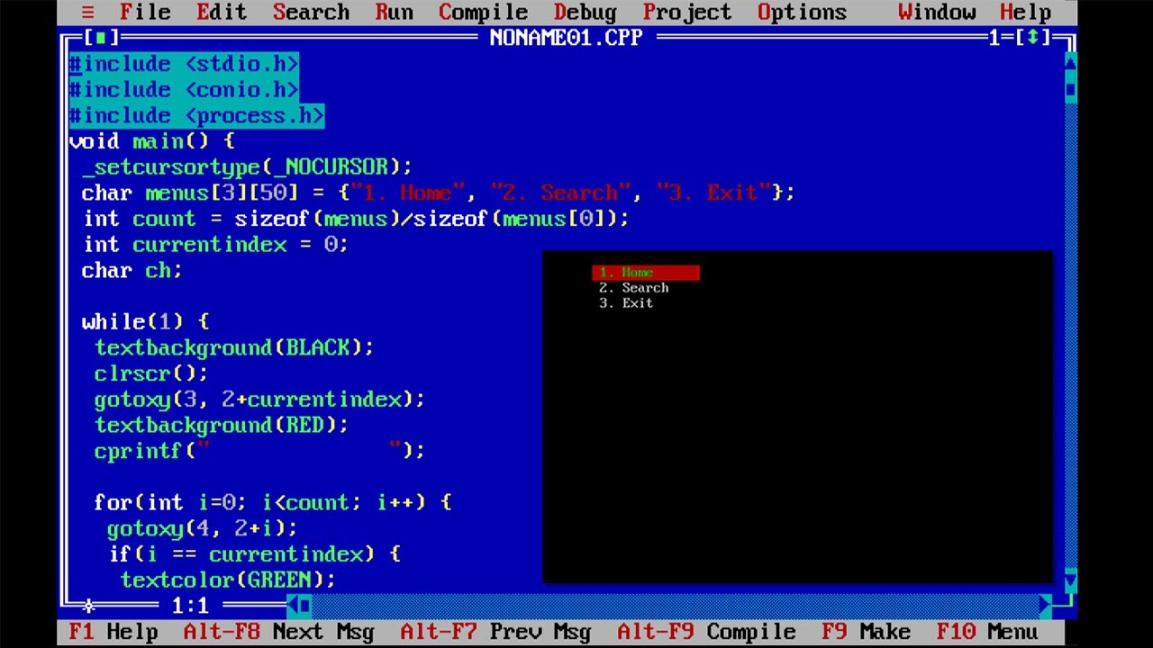 C Programming Tutorial - How to create main menu without using graphics.h