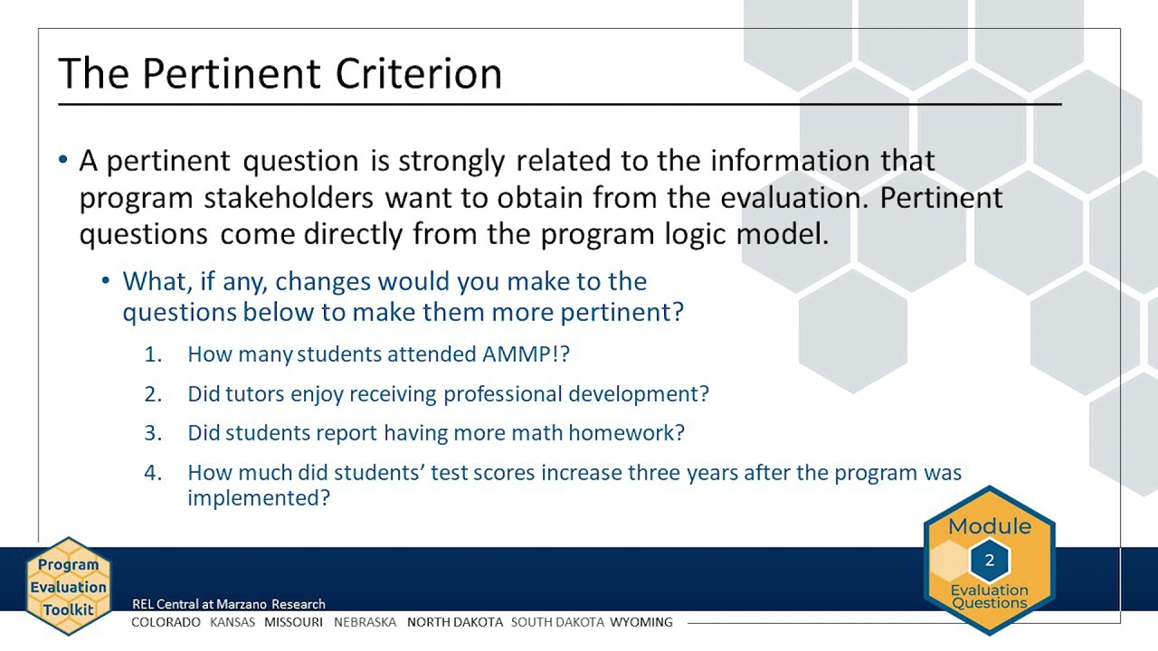 Module 2, Chapter 2: How to Write Quality Evaluation Questions (REL Central)