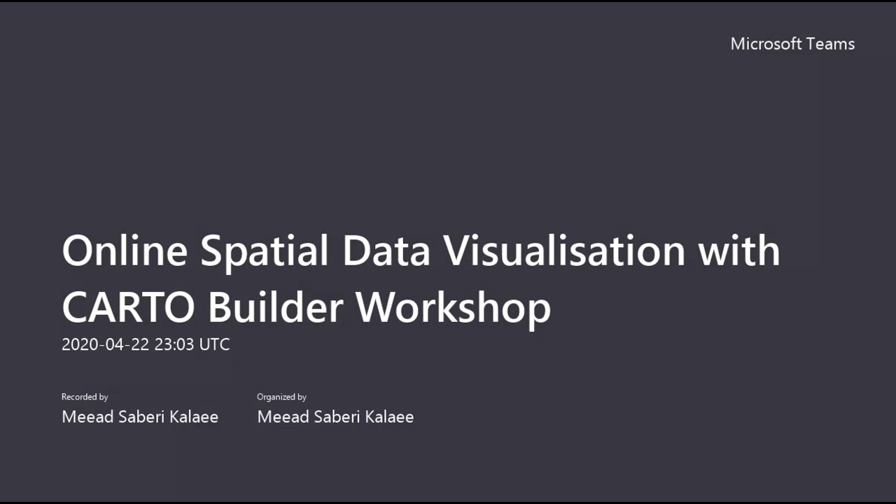 Online Spatial Data Visualisation with CARTO Builder Workshop (Absolute Beginner Level)