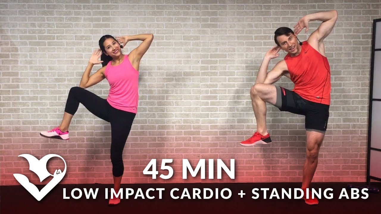 45 Min Standing Abs & Low Impact Cardio Workout for Beginners - Home Ab & Beginner Workout Routine