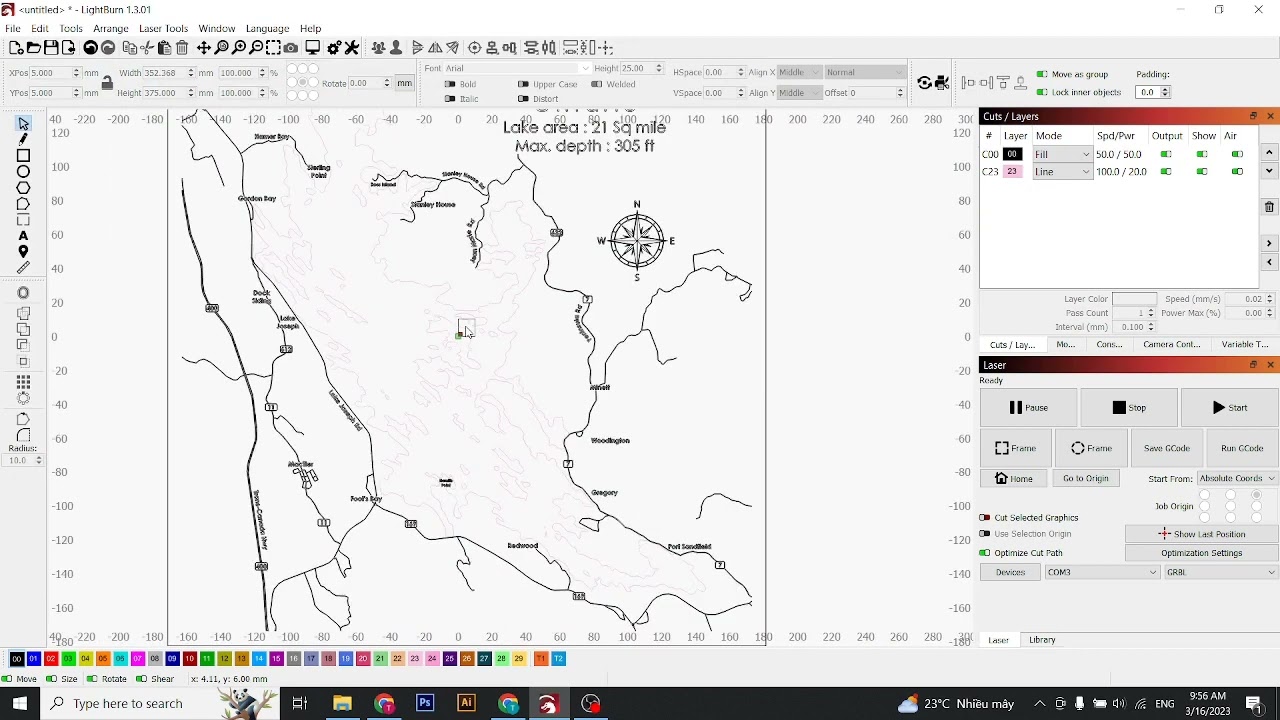 Setup SVG Map file in Lightburn