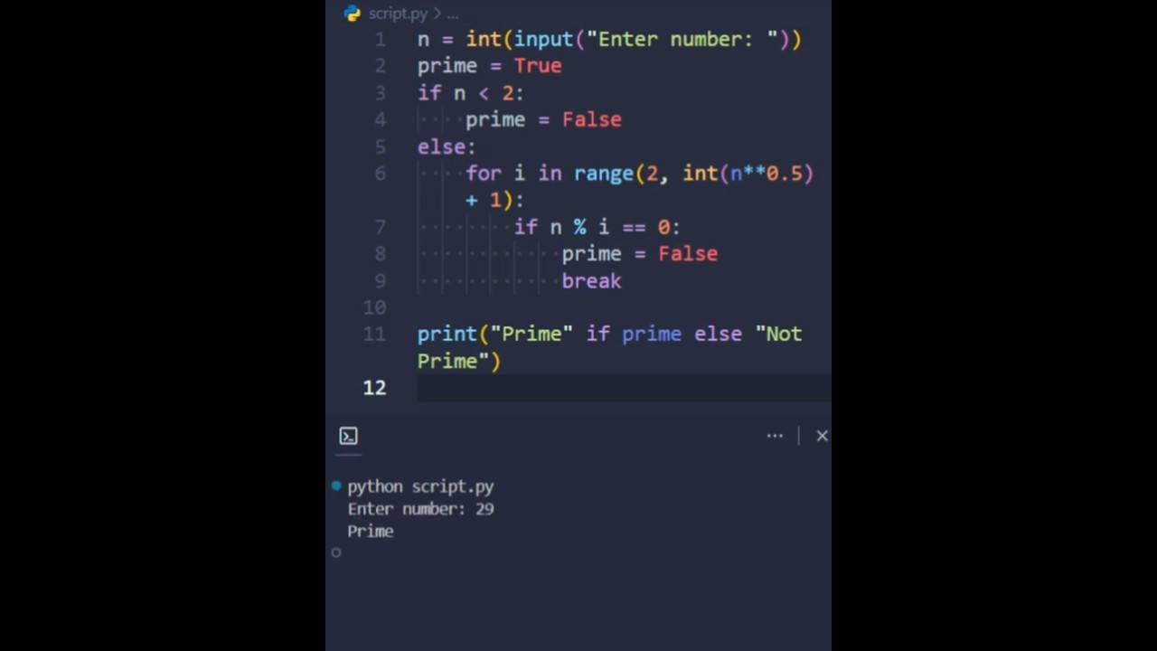 Prime Number Checker in Python 🔢 | Python Coding Shorts for Beginners