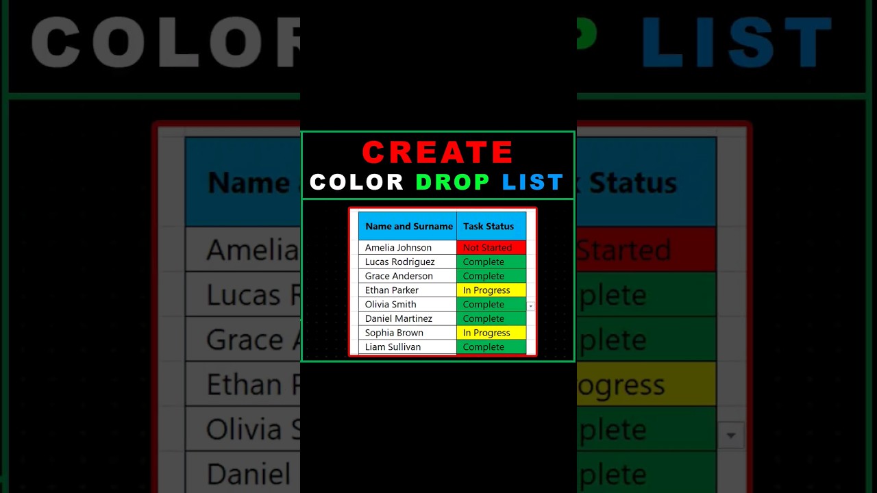 How to Color the Drop Down List in Excel