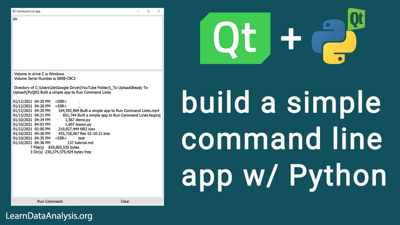 create a simple Python app to run Command Lines commands | PyQt5 Tutorial