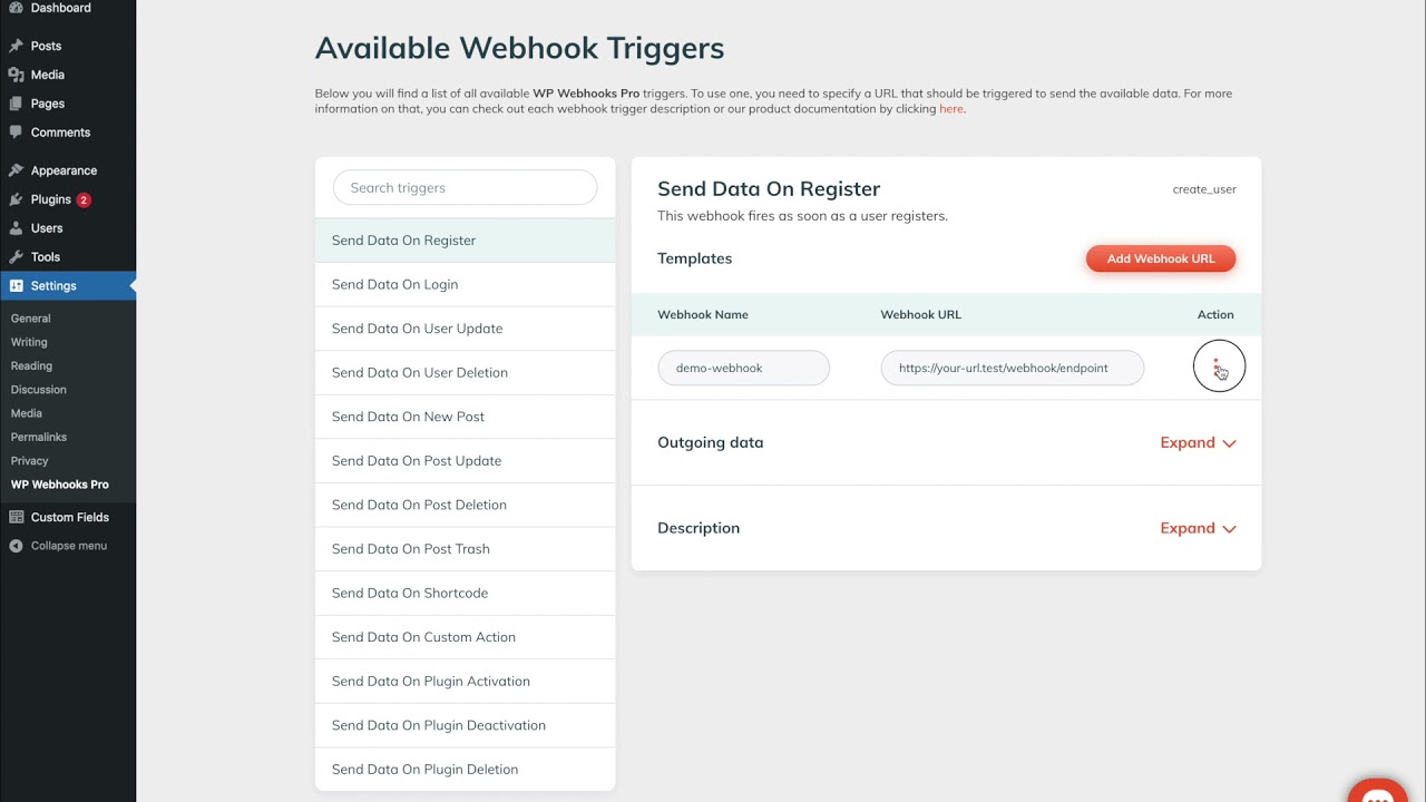 [EXPLAINED] WP Webhooks Pro - Send Data tab