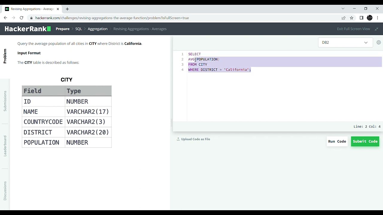 HackerRank SQL || Revising Aggregations - Averages || SQL Learning