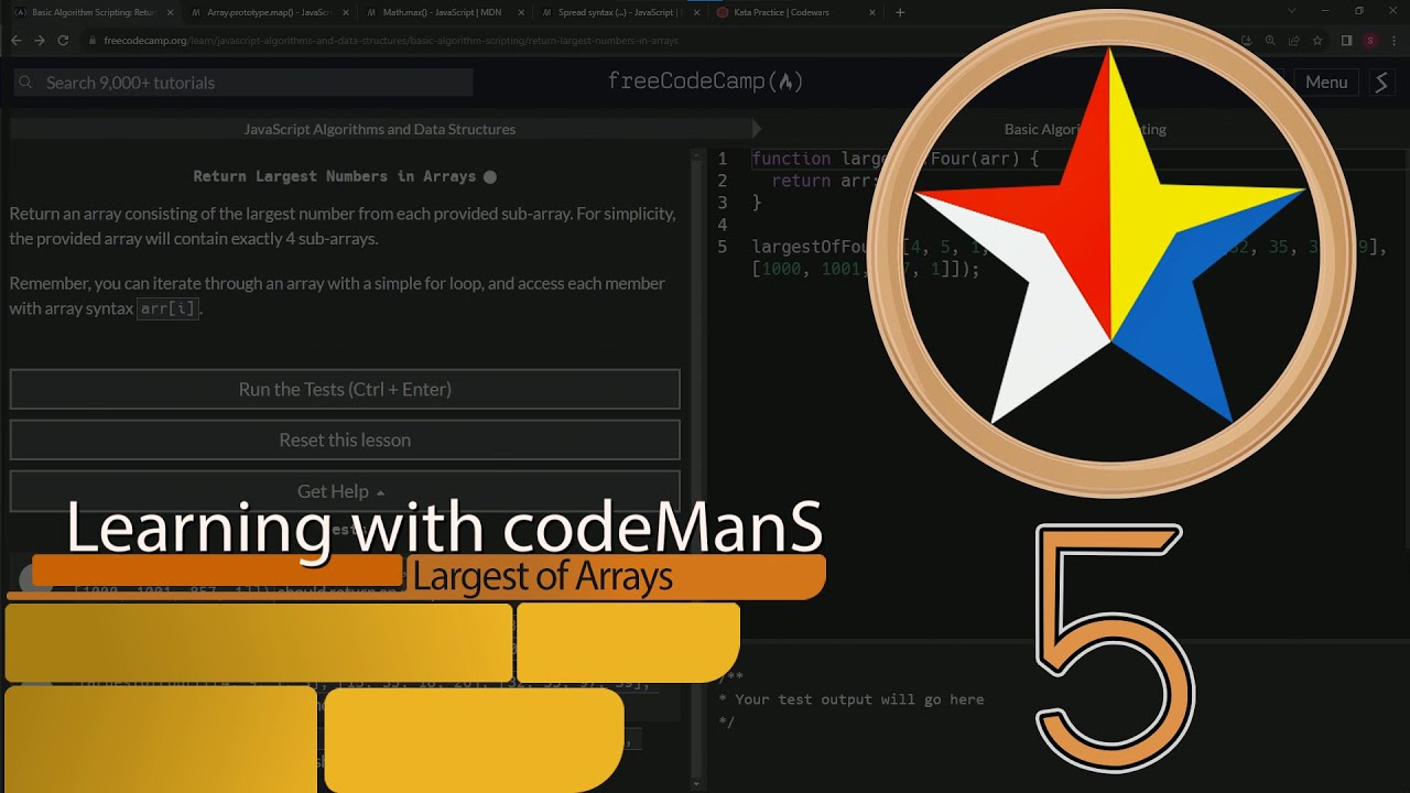 JavaScript Basic Algorithm Scripting: Return Largest Numbers in Arrays | FreeCodeCamp