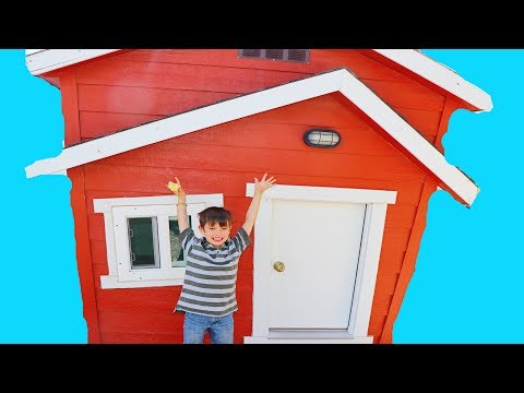 HUGE Wooden PLAY HOUSE for Kids + Outdoor Fun